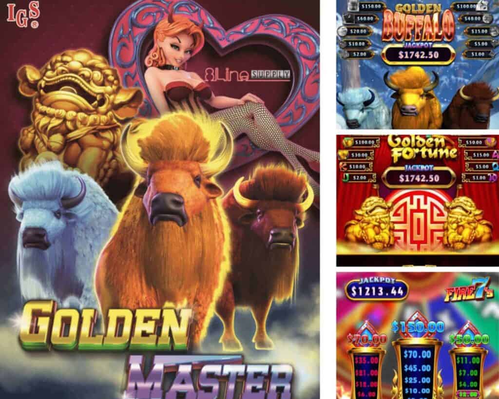 Golden Master by IGS offers three fun vertical skill games - 8 Line Supply