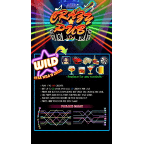 Vertical Screen Crazy Pub Machine - 8 Line Supply